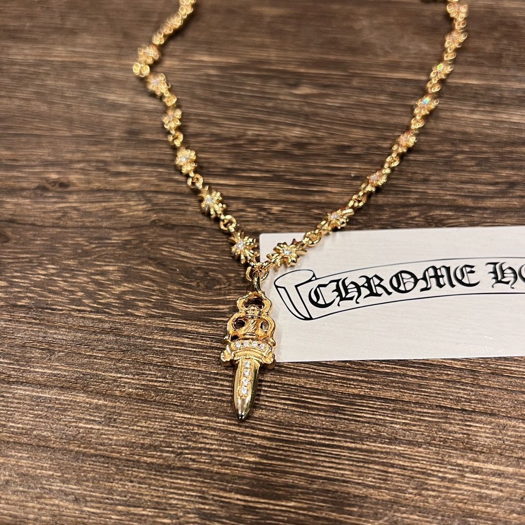 Chrome Hearts gold diamond sword pendant – SkullSaint